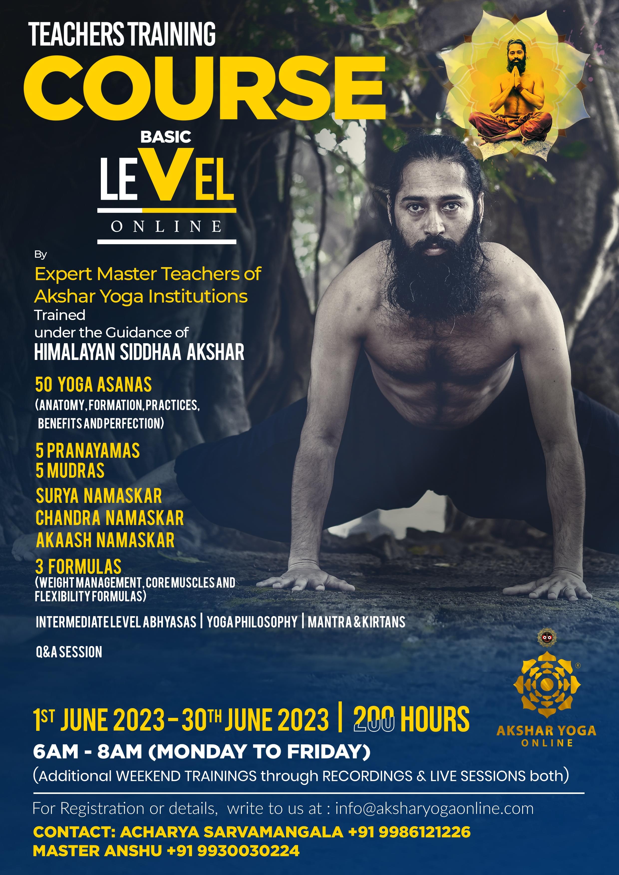 BASIC LEVEL ONLINE TEACHERS TRAINING CERTIFICATION COURSE | AKSHAR YOGA